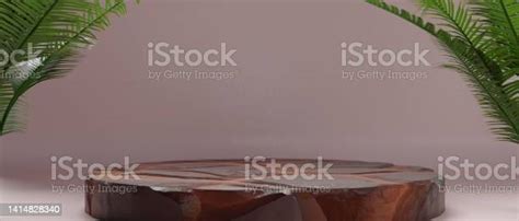열대 야자 잎 배경이있는 나무 제품 디스플레이 연단 3d 렌더링 0명에 대한 스톡 사진 및 기타 이미지 0명 3차원 형태 강단 Istock