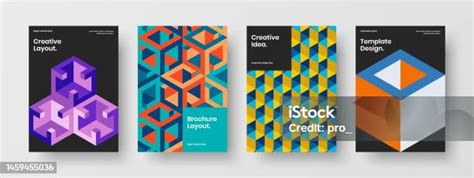 다채로운 모자이크 타일 회사 브로셔 템플릿 구성입니다 깨끗한 소책자 벡터 디자인 일러스트 번들 0명에 대한 스톡 벡터 아트 및