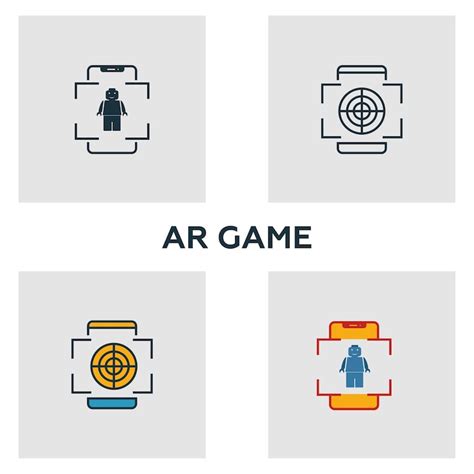 Premium Vector Augmented Reality Game Icon Set Four Elements In Diferent Styles From Visual