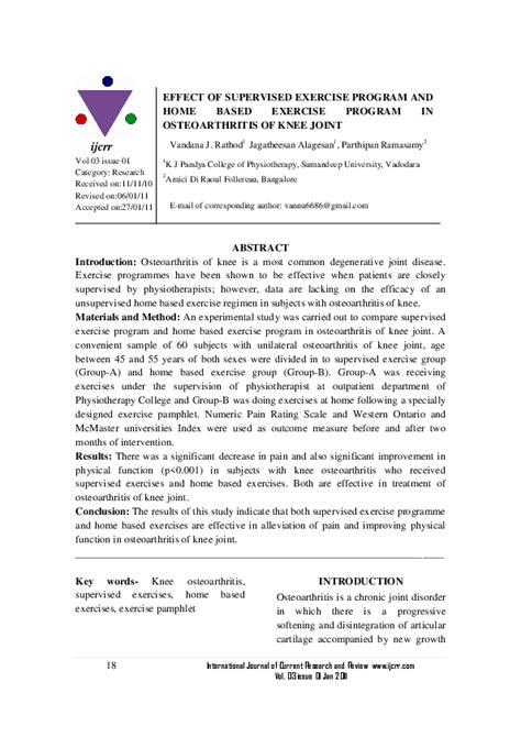 Pdf Effect Of Supervised Exercise Program And Home Based Exercise