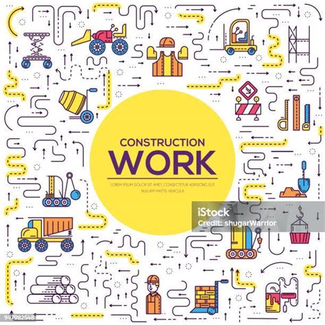 얇은 선 사람들이로 작품 팜플렛 카드에 설정합니다 무거운 차량 Flyear 잡지 포스터 책 표지 배너의도 유지 관리 서식 파일을