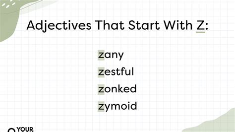 Adjectives Words List A To Z