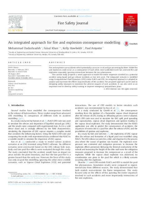 Pdf An Integrated Approach For Fire And Explosion Consequence Modelling