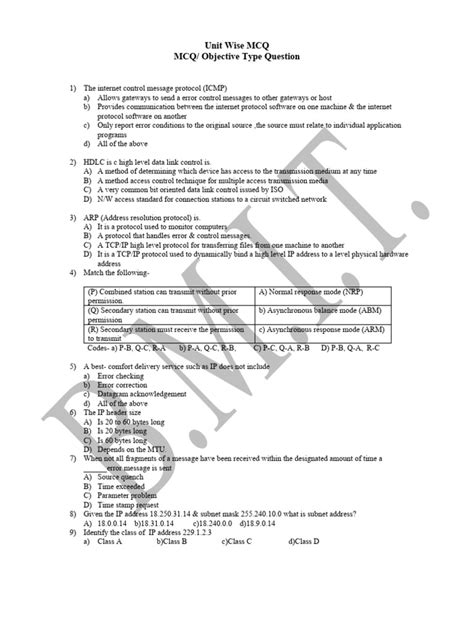 Unit Wise Mcqs Pdf Computer Network Internet Protocols