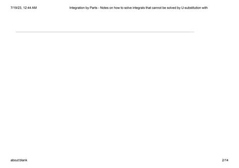 Solution Notes On How To Solve Integrals That Cannot Be Solved By U