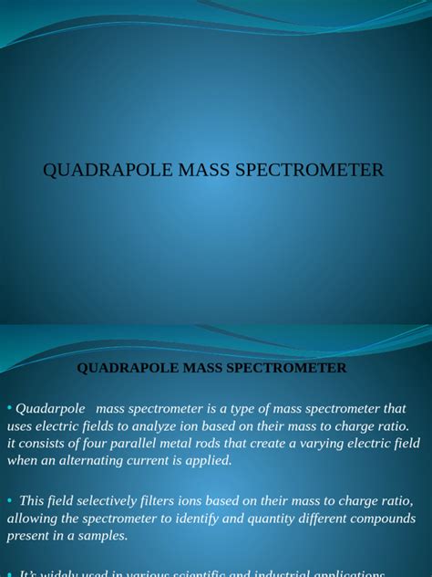Quadrupole Mass Spectrometer Overview Pdf Mass Spectrometry