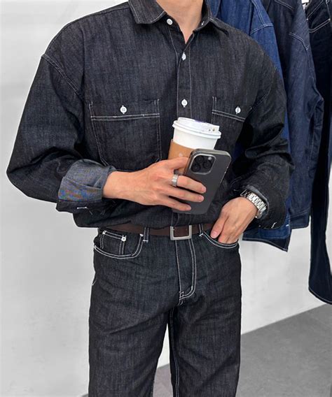 [남녀공용][유니섹스] [단품vs청청세트]남자친구 논페이드 이염없는 생지데님세트 청남방 와이드팬츠 일자 커플룩 시밀러룩 청청코디 데님세트 남자친구옷 남친셔츠 남자셔츠 에이블리