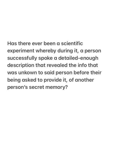 Scientific “memory Experiment” Scientific Experiment Experiments