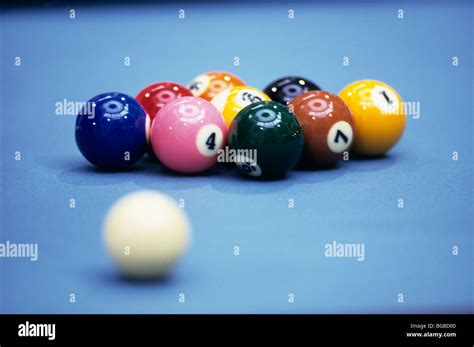 Set Of Pool Balls On A Pool Table Stock Photo Alamy