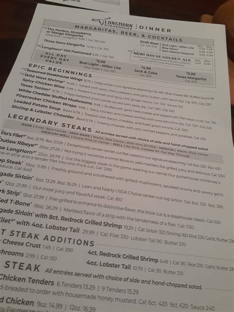Menu At Longhorn Steakhouse Bowie Town Center Blvd