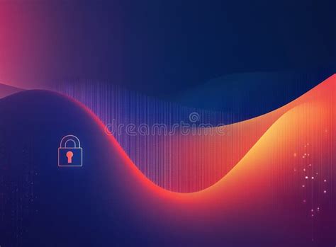 Abstract Data Security Background Padlock Icon On Wavy Gradient Cybersecurity Concept Stock