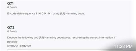 Solved Q71 6 Points Encode Data Sequence 11000 101 Using