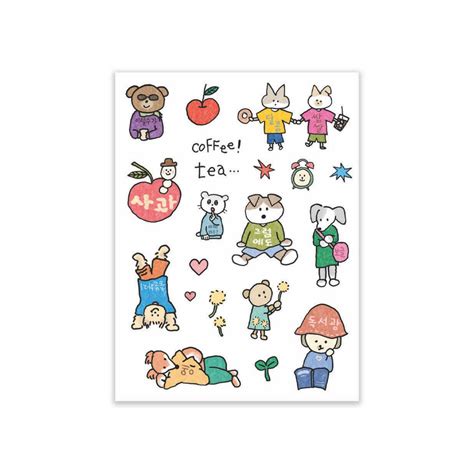 탭탭탑탑 요란한 티셔츠를 즐겨입는 친구들 2 스티커 Paperuler