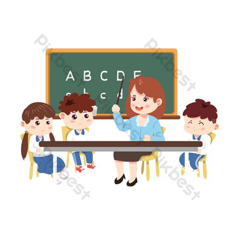 Teacher And Students In English Class Scene Animation  Png Images