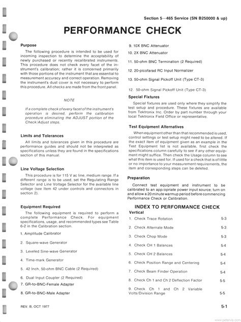 Tektronix 465 Performance Check