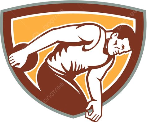 Discus Thrower Shield Retro Thrower Graphics Retro Vector Thrower