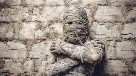 Spooky Halloween Mummy Against A Textured Wall Holiday Delight Backgrounds  Free Download