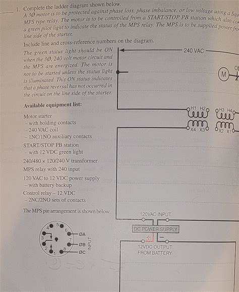 1 Complete The Ladder Diagram Shown Below A3∅ Motor