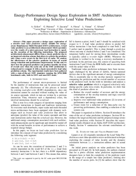 Pdf Energy Performance Design Space Exploration In Smt Architectures Exploiting Selective Load