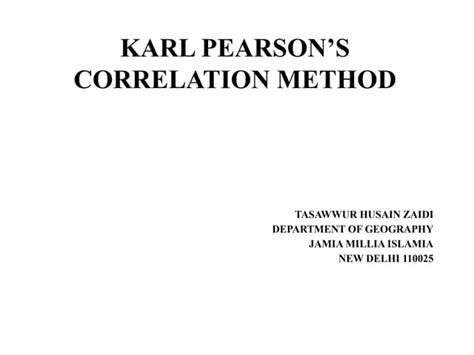 Karl Pearsons Correlation Method 1 Pptx