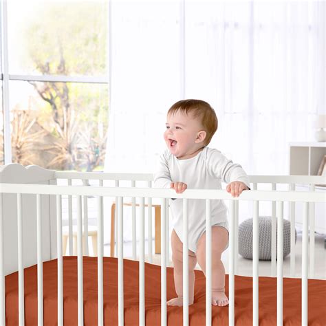 Boho Floral Wildflower Rust Orange And Ivory Collection Crib Sheet Solid Burnt Orange