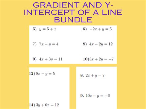 Gradient And Y Intercept Of A Line Worksheets With Solutions