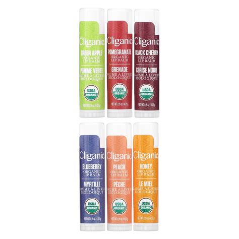 Cliganic Organic Lip Balm Set 6 Pack 015 Oz 425 G Each