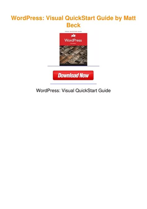 Ppt Wordpress Visual Quickstart Guide By Matt Beck Powerpoint