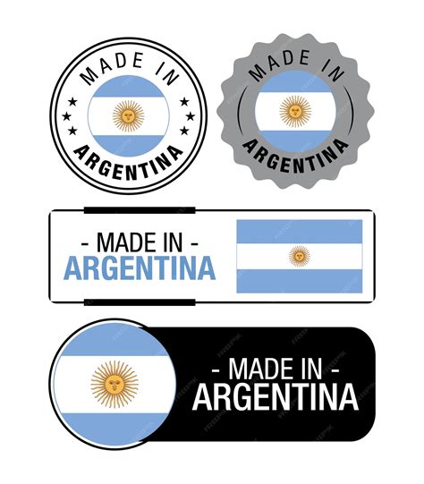 Made In Argentina 라벨 로고 아르헨티나 국기 아르헨티나 제품 엠블럼 세트 벡터 일러스트 레이 션 프리미엄 벡터