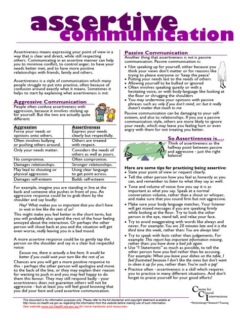 Interpersonal Information Sheet 03 Assertive Communication Pdf