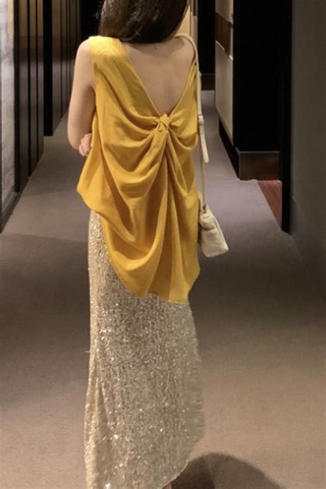 핑크프릴 Set 백 오픈 셔링 민소매 나시 탑 스팽글 롱스커트 투피스세트