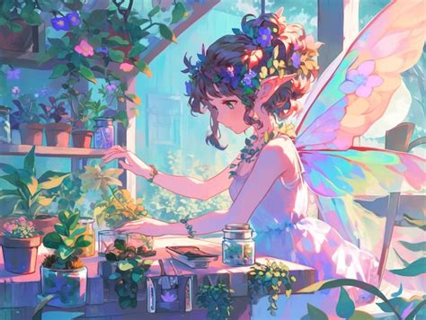 귀여운 애니메이션 요정 소녀 Ai 생성 이미지