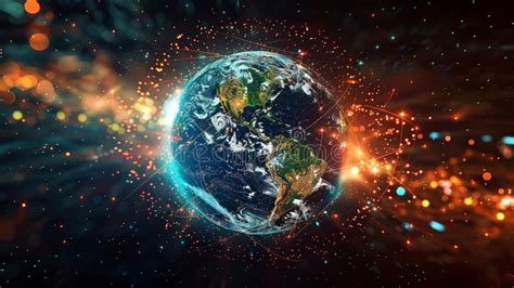 Globe Earth Interconnected Global Visualization Whole Planet Stock Illustration Illustration