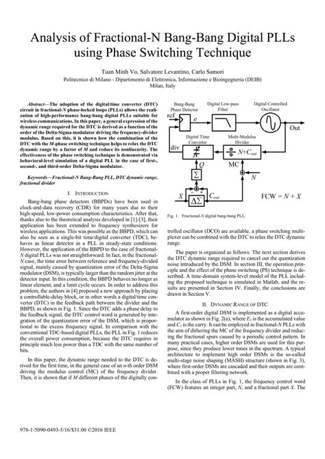 Pdf Analysis Of Fractional N Bang Bang Digital Plls Using Phase Switching Technique