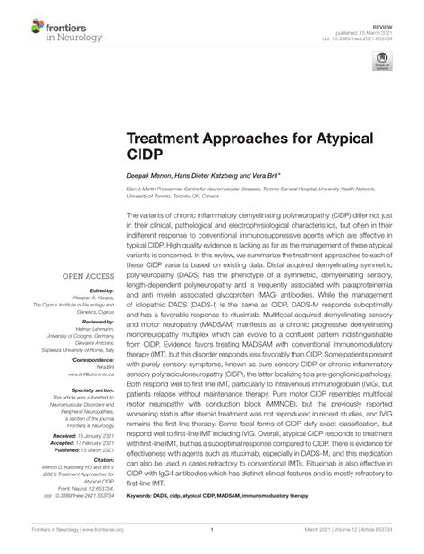 Pdf Treatment Approaches For Atypical Cidp