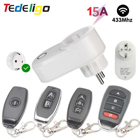 스마트 홈 Eu 220v 무선 콘센트 스위치 433mhz 원격 제어 전기 소켓 15a 프로그래밍 가능한 플러그 송신기 Led