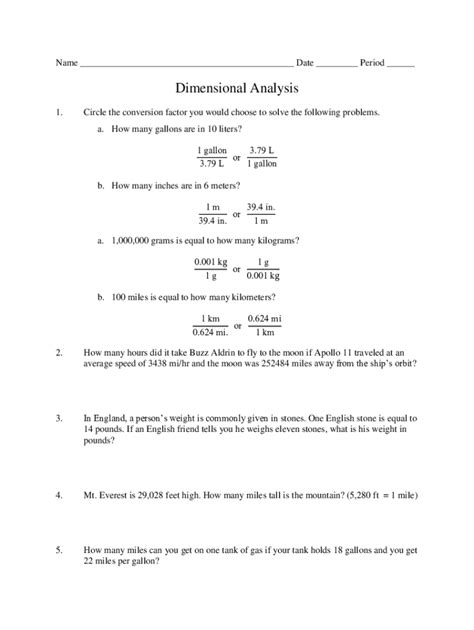 Fillable Online Dimensional Analysis Practice Problems Worksheet Forever Fall Fax Email Print