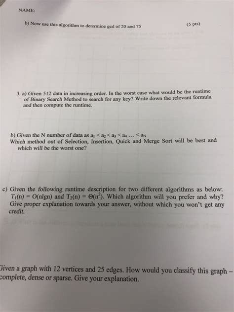 Solved Name B Now Use This Algorithm To Determine Ged Of