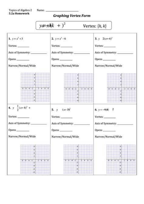 graphing vertex form hw1 printable pdf download