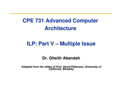 Ppt Cpe 731 Advanced Computer Architecture Ilp Part V Multiple