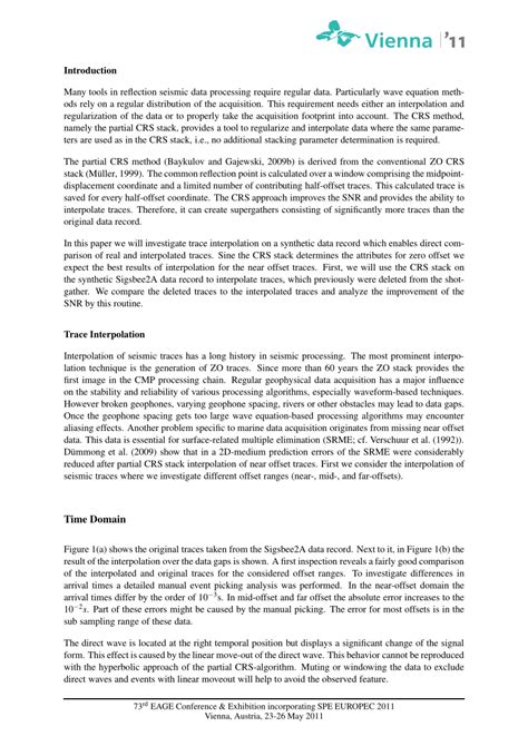 Pdf Trace Interpolation With Partial Crs Stacks