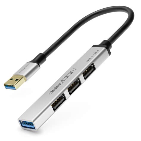 Deleycon Usb Hub 4 Port 4x Usb A Anschlüsse 1x Usb 3 0 3x Usb2 0