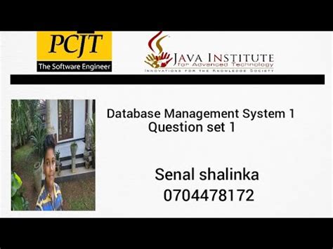 Database Management System Question Set YouTube