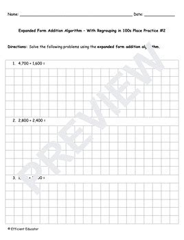 Expanded Form Addition With And Without Regrouping 3 4 Digits Bundle