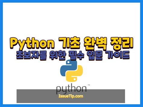 Python 기초 완벽 정리 초보자를 위한 필수 입문 가이드 이슈팁