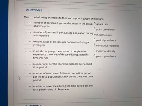 Solved QUESTION 6 Match The Following Examples To Their Chegg Com