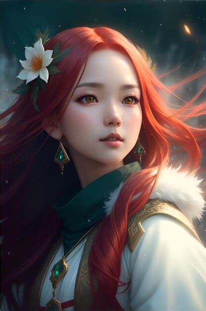 Premium Ai Image Cute Redhead Girl