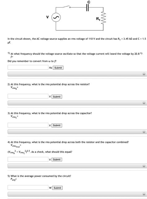 Solved In The Circuit Shown The AC Voltage Source Supplies Chegg Com
