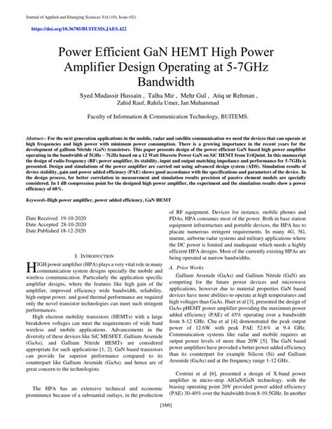 Pdf Power Efficient Gan Hemt High Power Amplifier Design Operating At