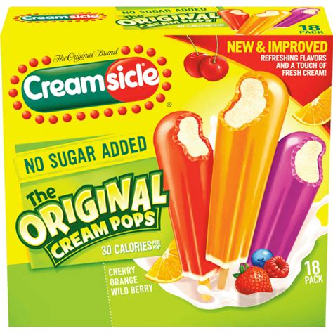 Popsicle Creamsicle Assorted Cream Pops No Sugar Added 18 Ct Non